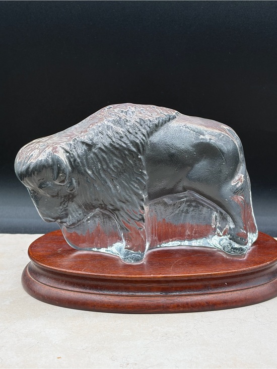 Viking | Accents | Vintage 97s Viking Block Clear Ice Glass Bison ...